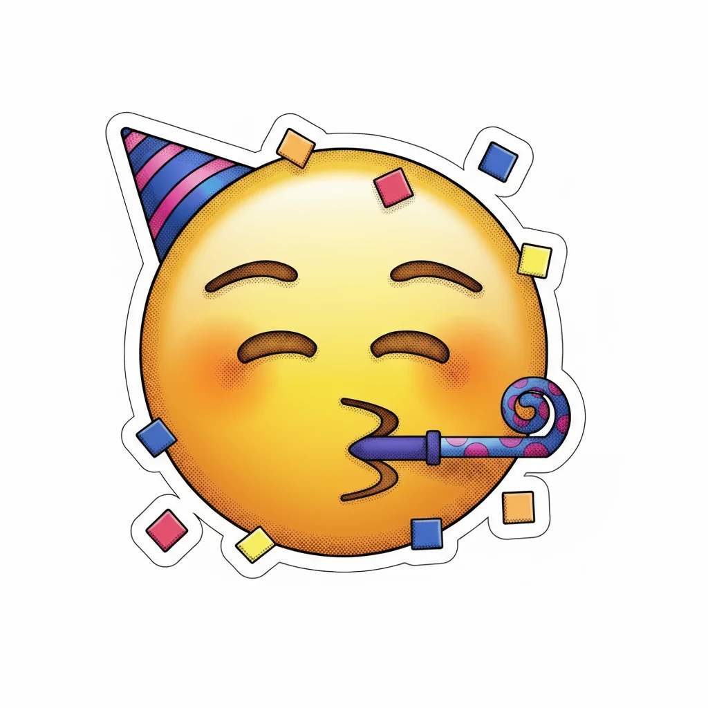 Party Face Emoji With Hat And Noisemaker Confetti | SellerPic