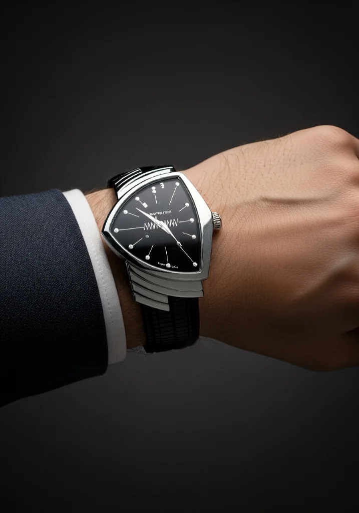 Triangular Black Watch Silver Case Wrist Suit Sleeve | SellerPic